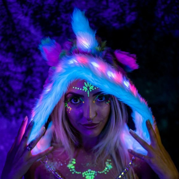 Accessories | Led Unicorn Neon Fur Hood 3d Horn 2 Color Changing Modes ...